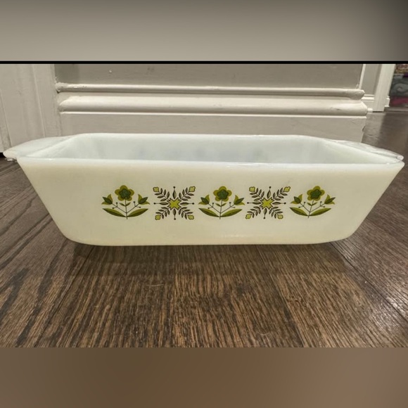 Fire King | Kitchen | Vintage Fire King 7s Meadow Green Bread Pan Milk ...